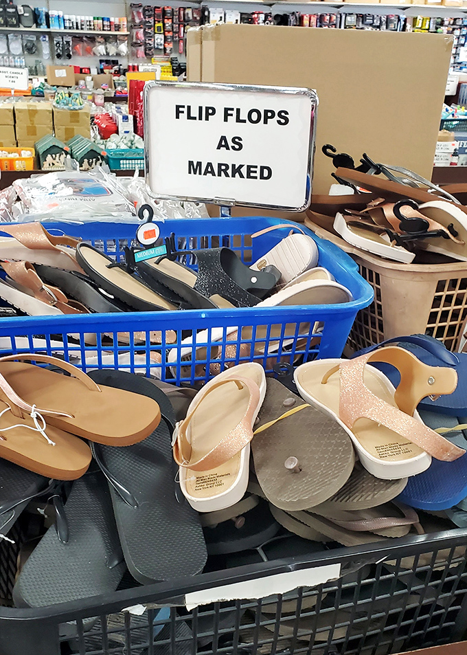 Summer's calling! Flip-flops in every size and style await their beach destiny at prices that won't have you feeling fleeced.