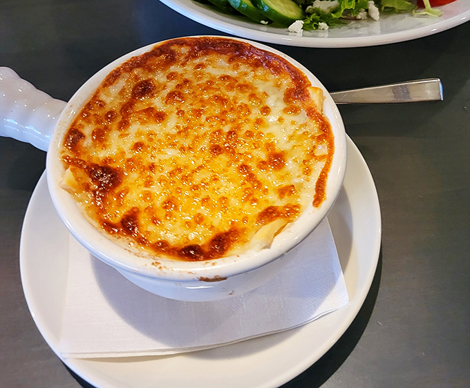 Behold the French onion soup&mdash;where cheese stretches to infinity and beyond, creating that Instagram-worthy moment that tastes even better than it looks.