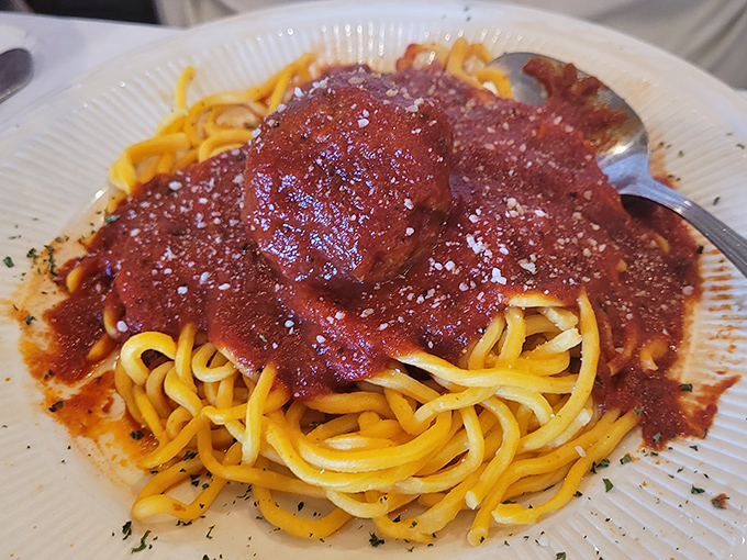 Spaghetti and meatballs&mdash;the Fred Astaire and Ginger Rogers of Italian-American cuisine, dancing together in perfect harmony on a plate that screams "Mangia!"