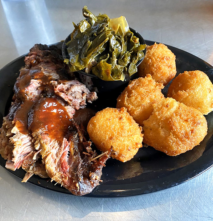 Those golden-brown hushpuppies are the unsung heroes of barbecue sides. Crispy exterior, fluffy interior &ndash; the perfect sauce-sopping companions. 