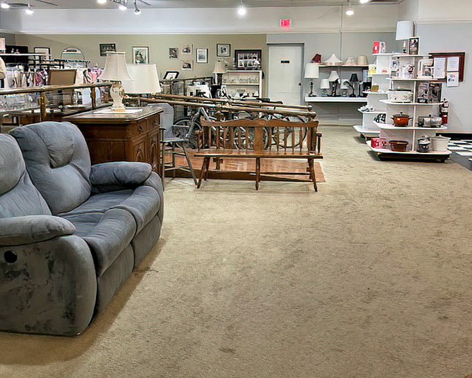 Furniture showroom meets living history museum. Those chandeliers overhead weren't hanging in big box stores, that's for sure!