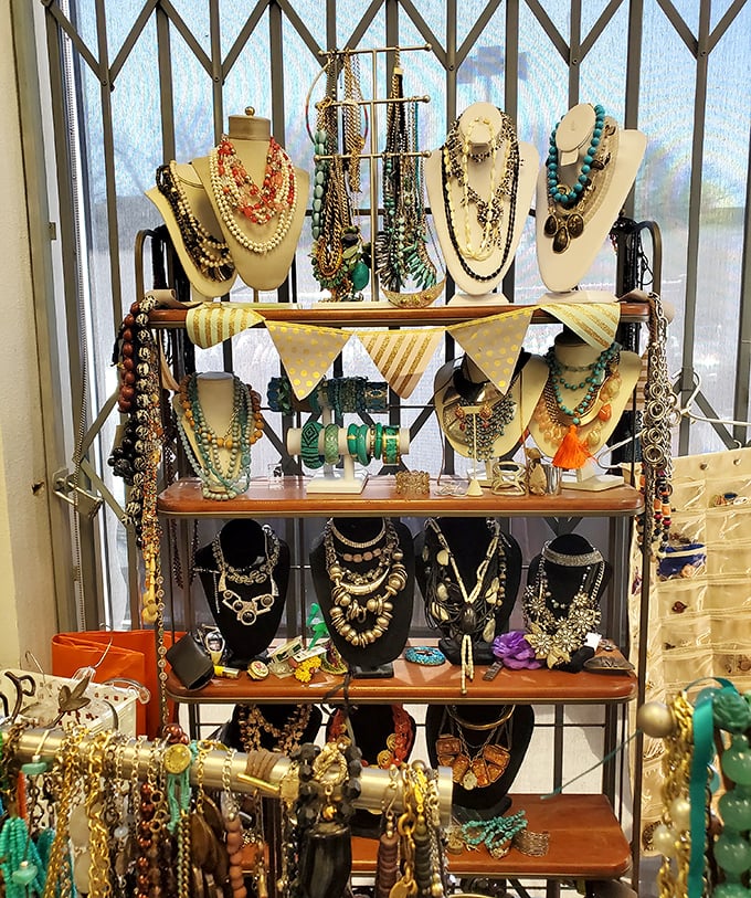 Jewelry displays that would make Cleopatra jealous. Each necklace tells a story&mdash;some probably more interesting than my last blind date.