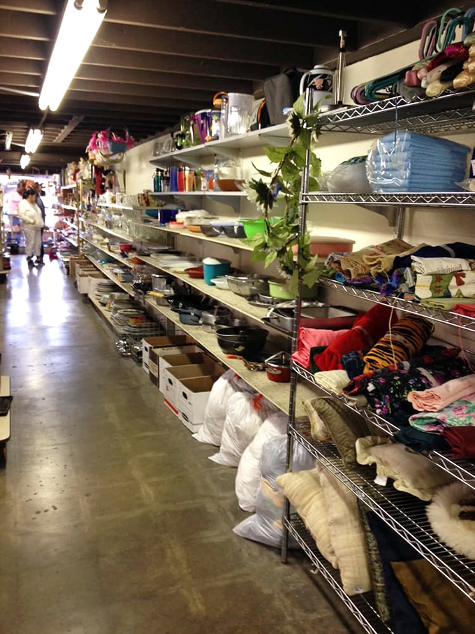 The kitchenware aisle &ndash; where your grandmother's favorite serving pieces mingle with modern gadgets in a culinary time capsule of American dining.