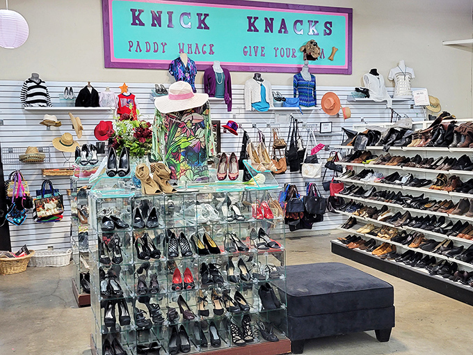 The fashion racks stretch endlessly, proving style doesn't require a trust fund or time machine.