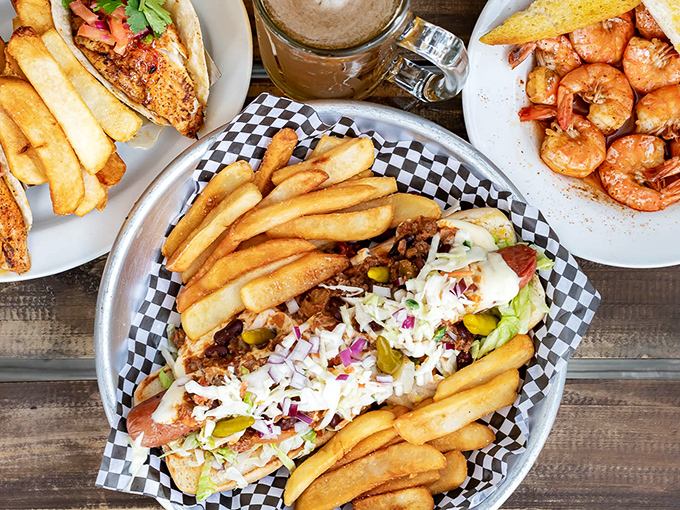 A feast fit for coastal royalty &ndash; this loaded sandwich surrounded by golden fries could make a New Englander weep with joy. The perfect post-beach reward.
