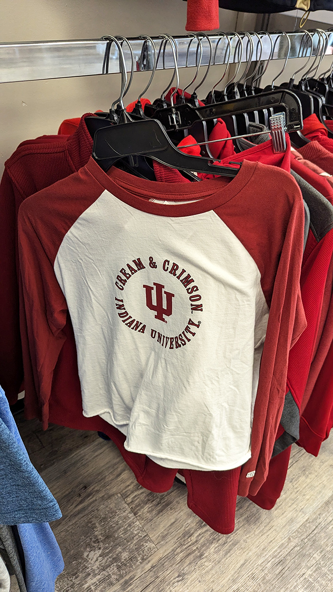 Hoosier pride on display! IU gear at fraction of campus bookstore prices makes college loyalty a budget-friendly affair.