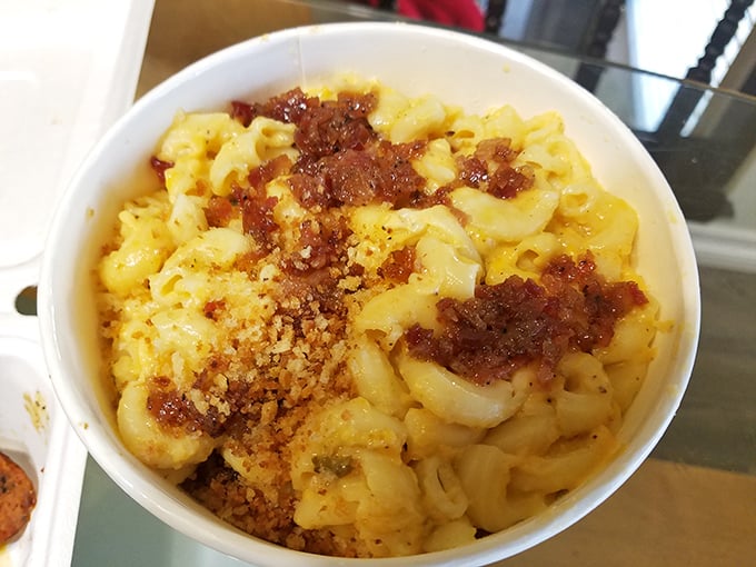 Mac and cheese that doesn't just accompany BBQ&mdash;it demands equal billing. That golden crust is the supporting actor who steals the show.