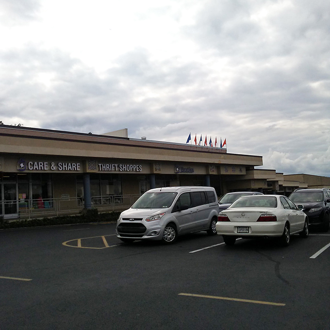 Even on cloudy days, Care & Share shines bright. The bustling parking lot tells the story—Pennsylvania's bargain hunters know where the good stuff is.