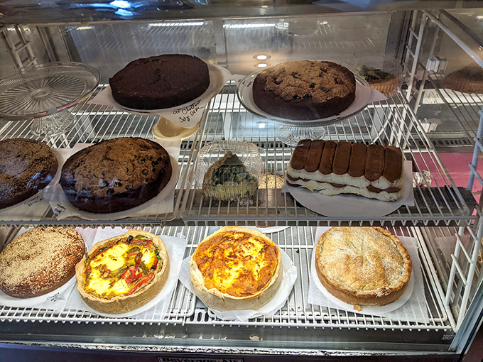 Sweet temptation behind glass. The display case at Enrico's is like a museum where you're actually encouraged to take the exhibits home.