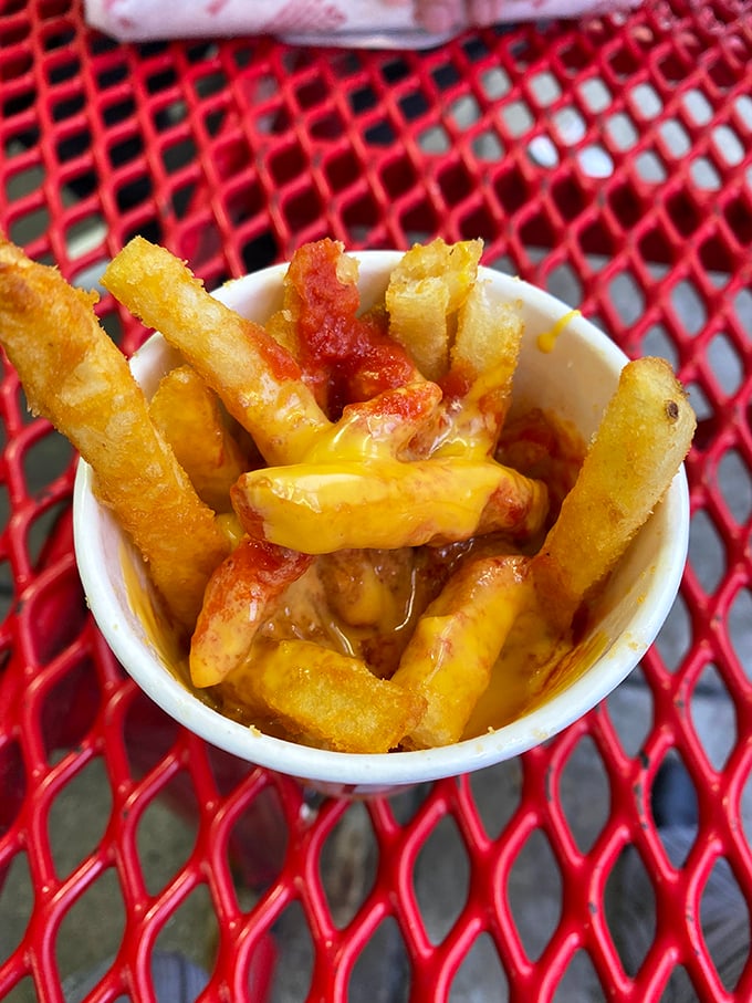 These aren't just any cheese fries; they're a crispy, gooey side adventure that makes you wonder why you'd ever eat fries any other way.