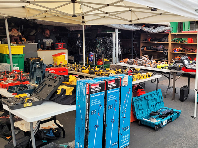 Tool paradise for the handy and hopeful alike. This display could solve every home improvement project or start a hundred new ones.