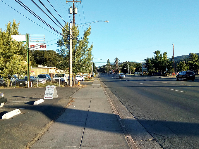 Morning in Willits brings empty streets, clean air, and the promise of a day unburdened by traffic jams or parking nightmares.