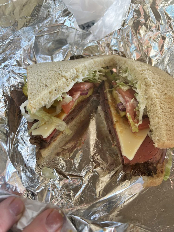 Behold the roast beef sandwich in all its glory&mdash;meat sliced thin, vegetables crisp, and bread fresh. Worth every mile of the journey.