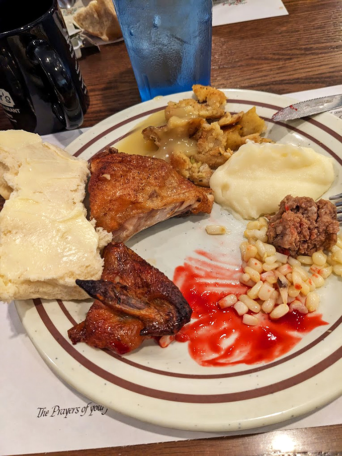 A plate that answers the eternal question: "How many different comfort foods can I fit before physics intervenes?"