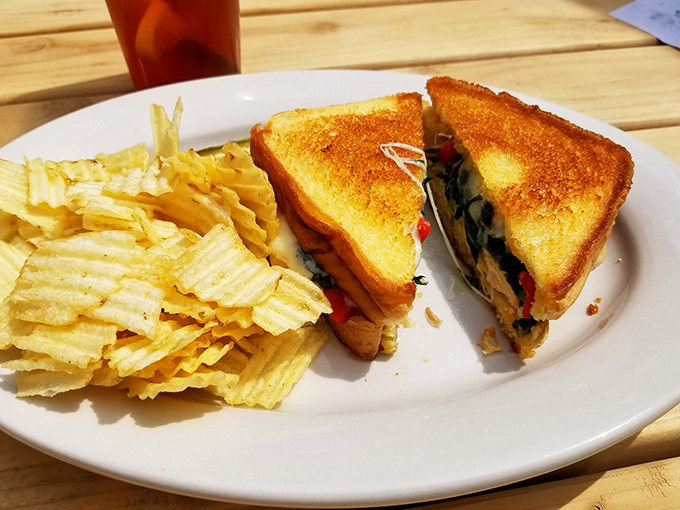 A sandwich so perfectly grilled it belongs in the Toasted Hall of Fame. Those chips aren't just sides&mdash;they're crunchy co-stars.