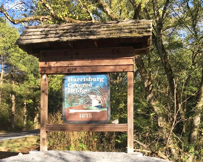 Like finding an old family photo album, this rustic sign welcomes visitors with a glimpse of 1875, when this architectural marvel first connected communities. 