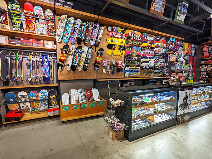 Skateboard heaven for the young and young-at-heart. The only thing more impressive than the selection is the outlet pricing.