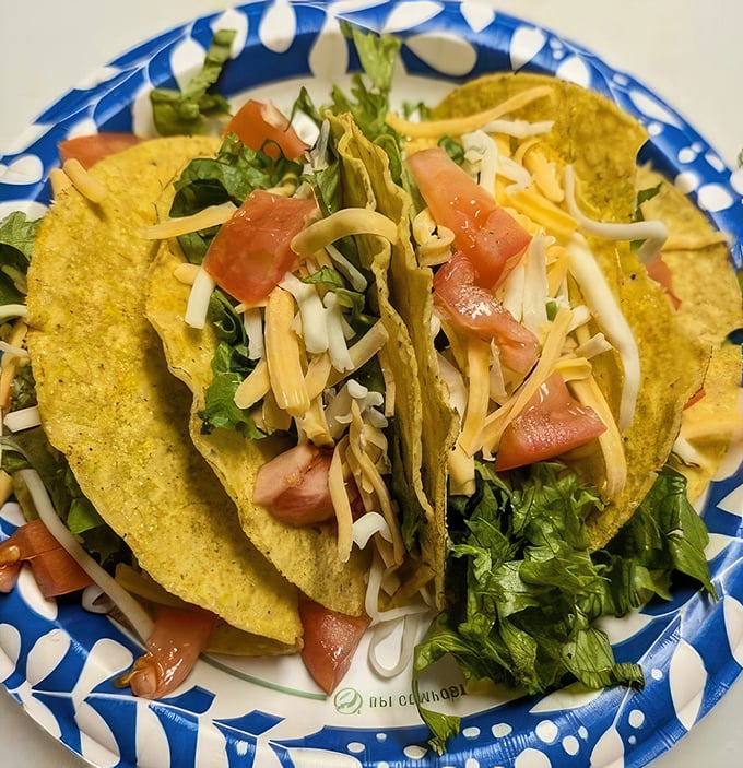 These tacos aren't trying to win awards&mdash;they're too busy winning hearts with their crispy shells, generous cheese, and that perfect lettuce-to-filling ratio.