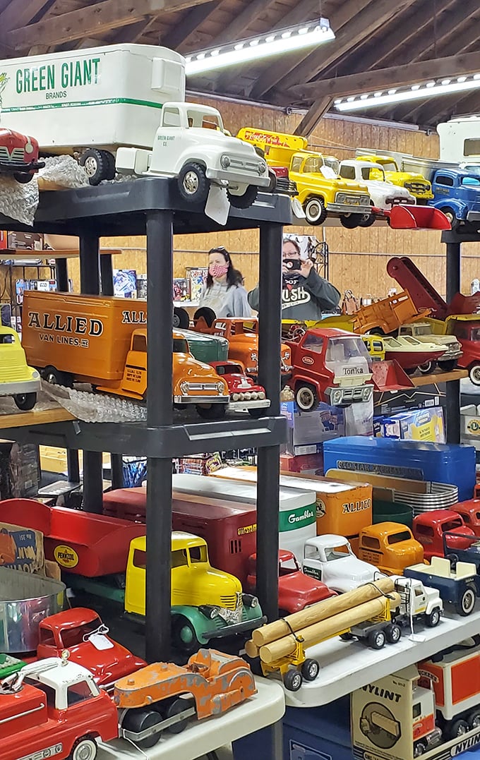 Toy truck heaven! These miniature marvels from decades past aren't just collectibles&mdash;they're time machines that transport grown men back to childhood faster than you can say "vroom."