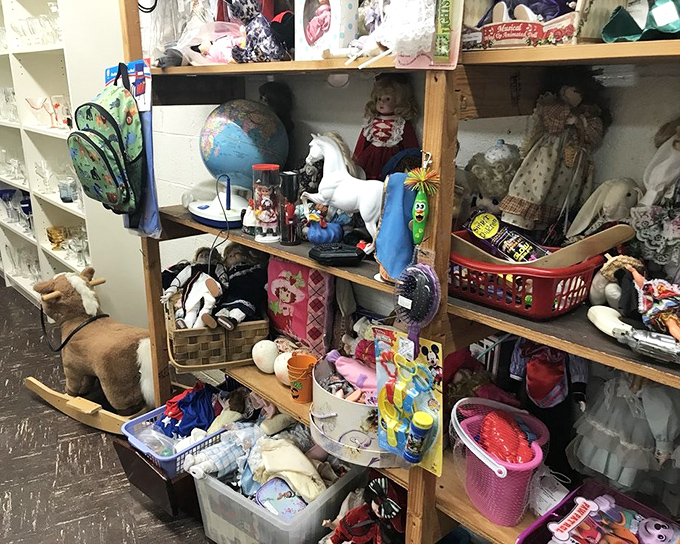 Childhood memories stacked floor to ceiling &ndash; dolls, stuffed animals, and that globe promising adventures to faraway places.