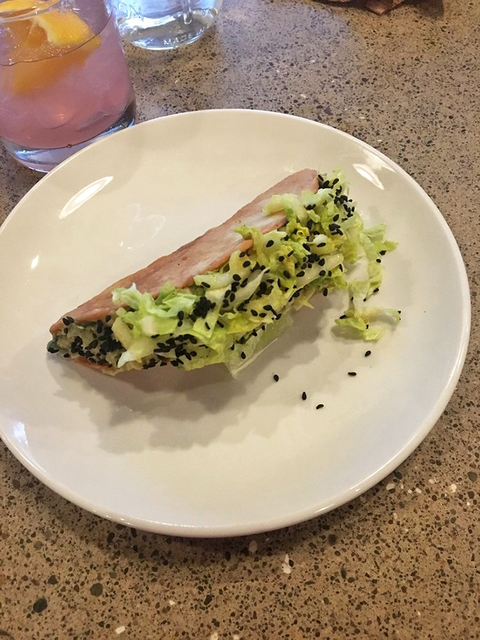 A taco that thinks outside the tortilla. Fresh, vibrant, and so pretty you almost&mdash;almost&mdash;don't want to disturb it.