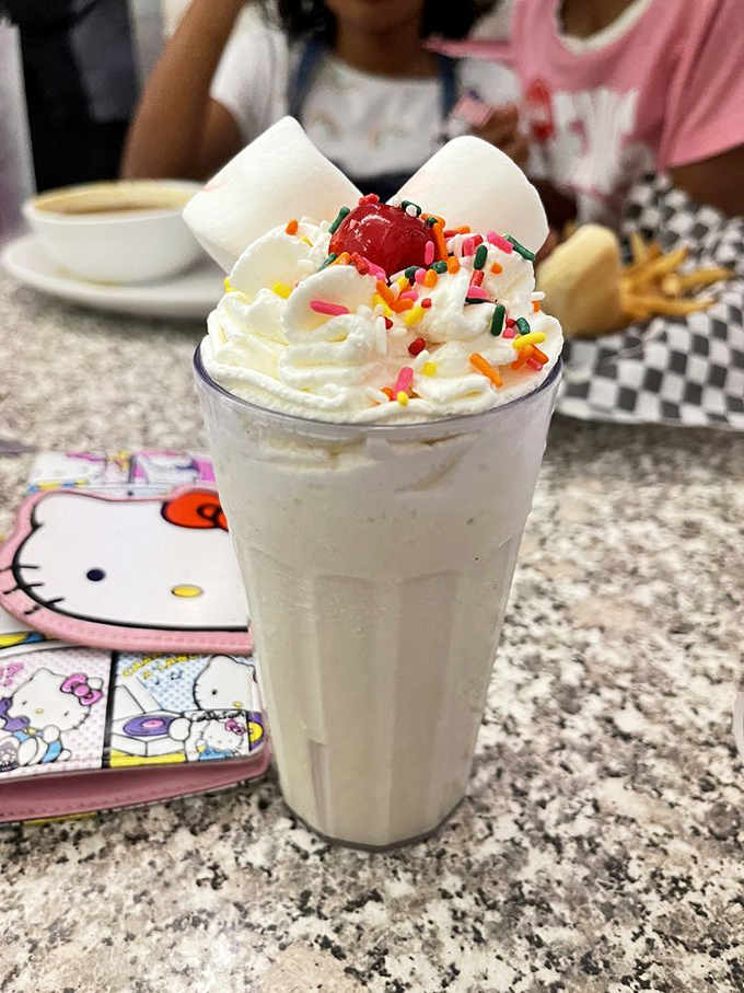 This isn't just a milkshake&mdash;it's architecture with sprinkles. The marshmallow "wings" suggest it might actually achieve liftoff before you finish it.
