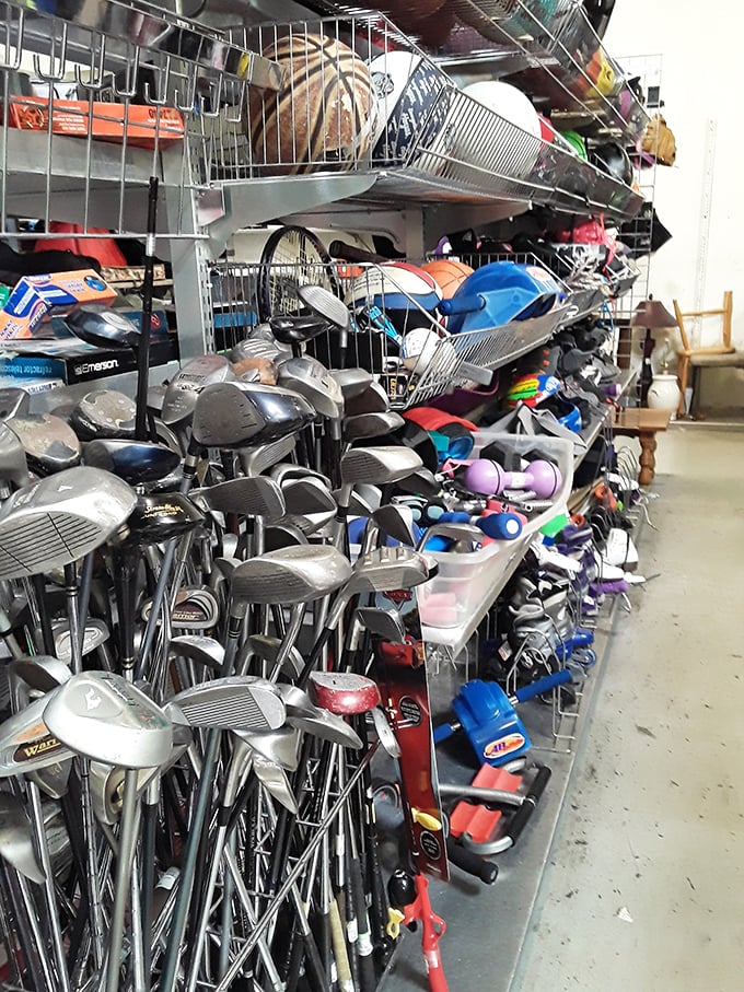 Golf clubs huddle together like old friends at a reunion. Each one has a story—mostly about spending more time in garages than on greens.