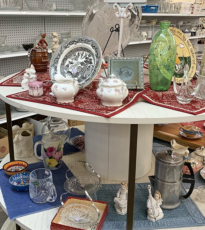 This curated chaos of china, crystal, and collectibles is like your grandmother's cabinet of treasures, except everything's for sale and nothing's off-limits.