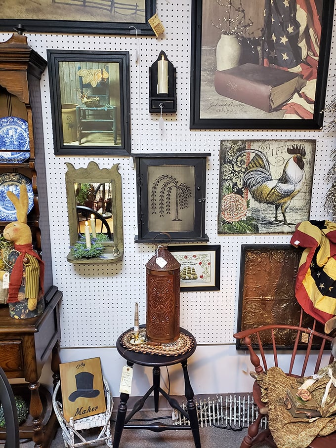 A wall that tells America's story&mdash;from patriotic prints to farmhouse roosters, each piece once adorned someone's cherished space.