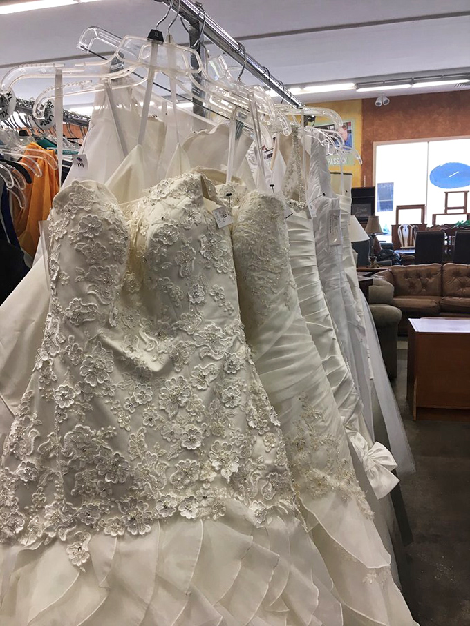 Wedding dress heaven for budget-conscious brides. Something borrowed, something new-to-you, something that won't require a second mortgage.