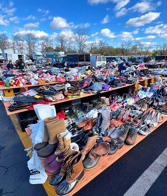 Tables overflow with life's beautiful chaos, transforming random household items into someone else's perfect missing pieces.