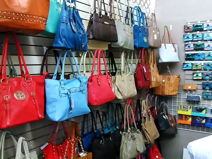 Handbag heaven for the indecisive shopper&mdash;every color of the rainbow represented in leather, vinyl, and materials science hasn't quite classified yet.