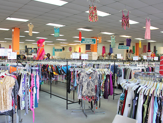 The women's clothing section stretches like a fashion runway where designer dreams meet wallet-friendly reality perfectly.