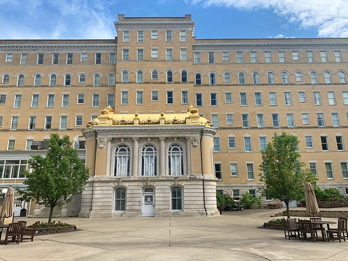 This grand resort architecture promises steakhouse dining that matches the impressive historical setting and refined atmosphere.