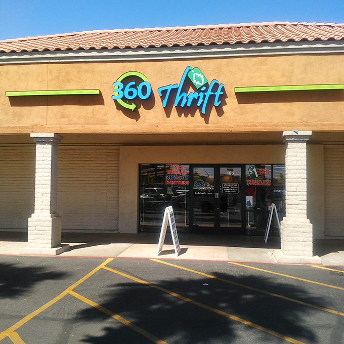 360 Thrift's colorful signage promises a shopping experience that goes full circle with amazing deals.