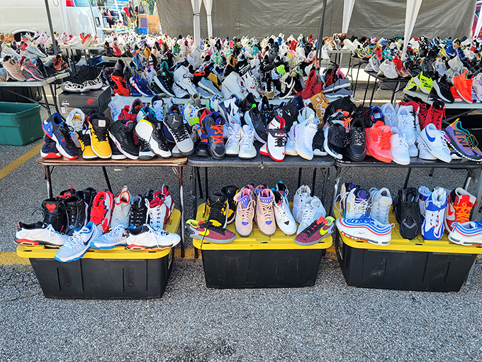 Organized chaos at its finest - every table holds potential treasures waiting for discovery.