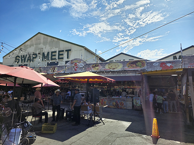The Alameda Swap Meet buzzes with energy, where food, music, and bargains create a lively slice of Los Angeles culture.
