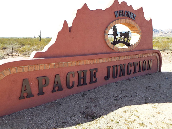 Apache Junction's desert welcome sign promises adventures where legends of lost gold meet very real savings opportunities. 