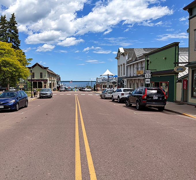Fall paints Bayfield in fiery colors, creating a perfect contrast to the cool blue waters of Lake Superior's island-dotted expanse.