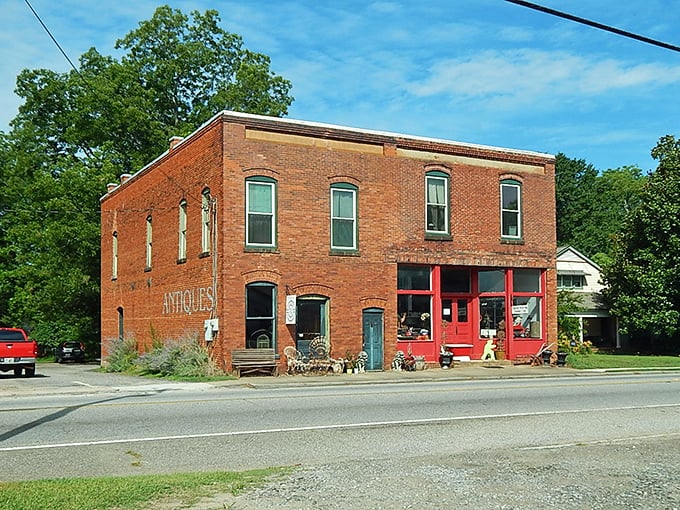 Historic brick buildings stand as reminders that some towns value character over fancy new construction projects.