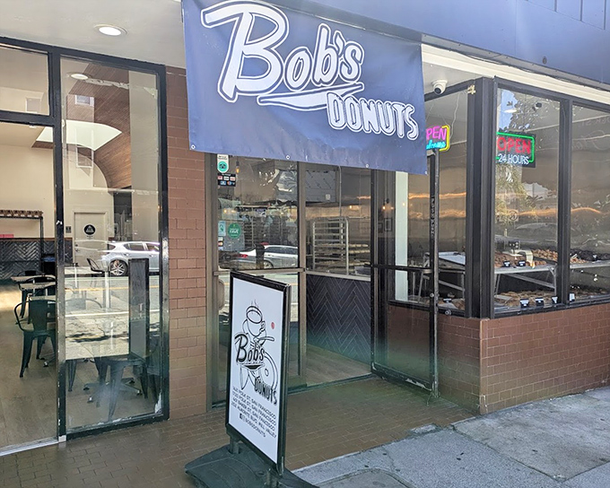 Clean lines and glass walls let you watch the magic happen - transparency in donut making builds trust.