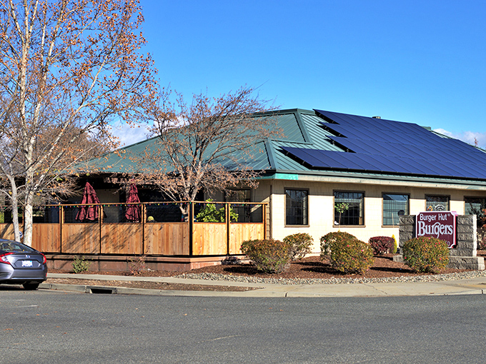Solar panels meet classic burger joint&mdash;proof that some traditions are worth preserving while embracing the future.