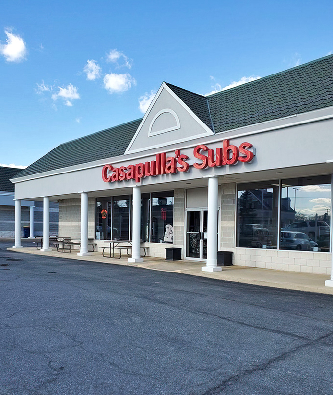 Casapulla's clean white columns and green roof might look like standard beach town architecture, but inside they're building sandwiches that are anything but standard.