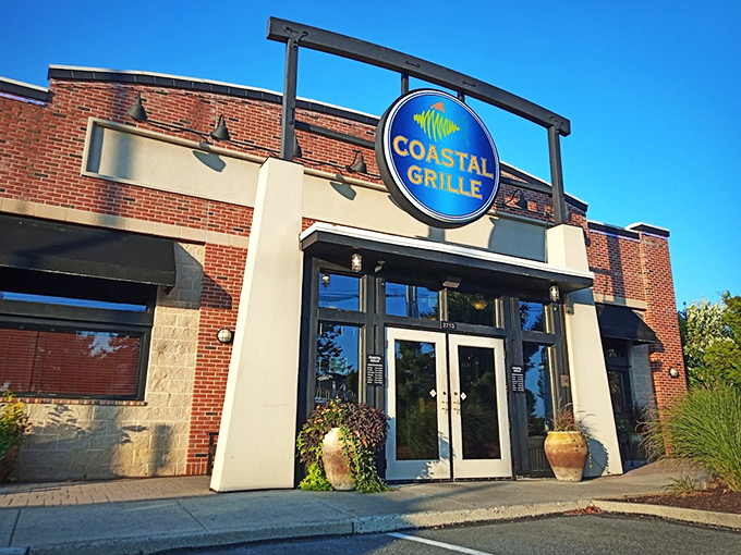 Coastal Grille's modern brick exterior hints at the sophisticated seafood experience waiting inside this Wyomissing gem.