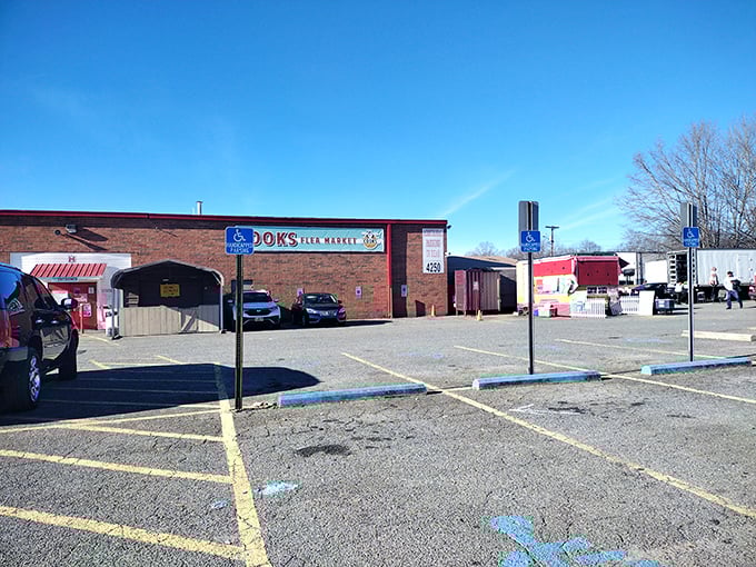 Cooks Flea Market's brick exterior suggests permanence - this place has been serving bargain hunters forever.