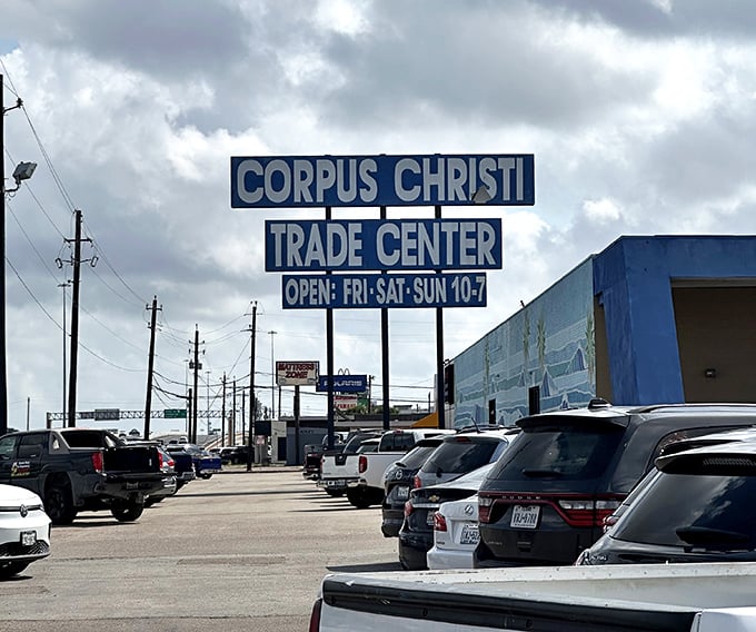 The blue entrance beckons like a portal to bargain paradise where deals await discovery.