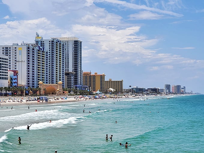 Daytona's famous beaches stretch for miles, offering hard-packed sand perfect for morning walks or beach cruising. Room to breathe!