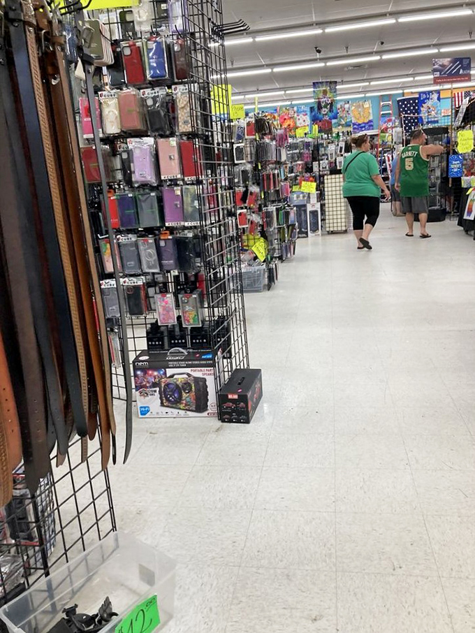 Phone accessories and gadgets fill every corner like a tech support center with unbeatable prices.