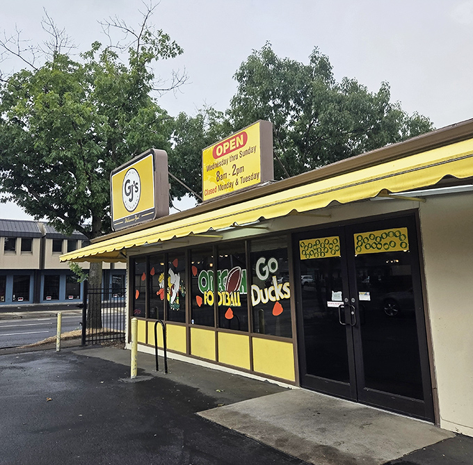 Sunshine yellow walls and playful decorations hint at the joy waiting inside this Eugene breakfast haven.