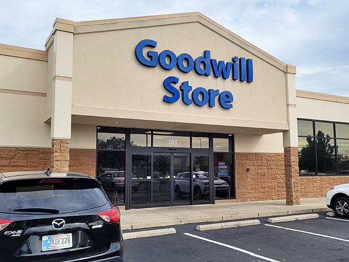 Standard Goodwill storefront hides extraordinary finds - proof that great things come in familiar retail packages.